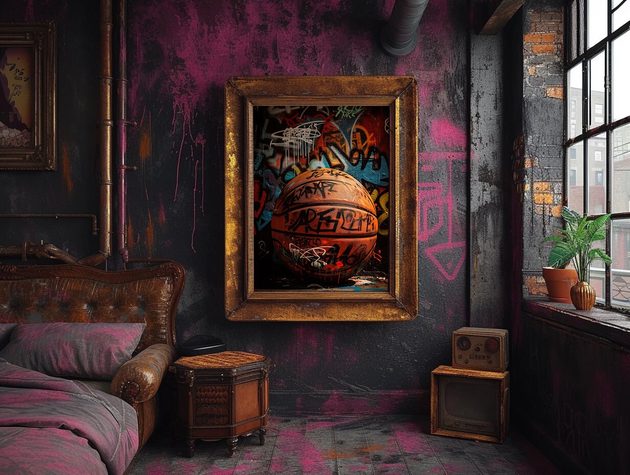 Basketball Graffiti Wall Art, Digital Download, Basketball Art Print ...