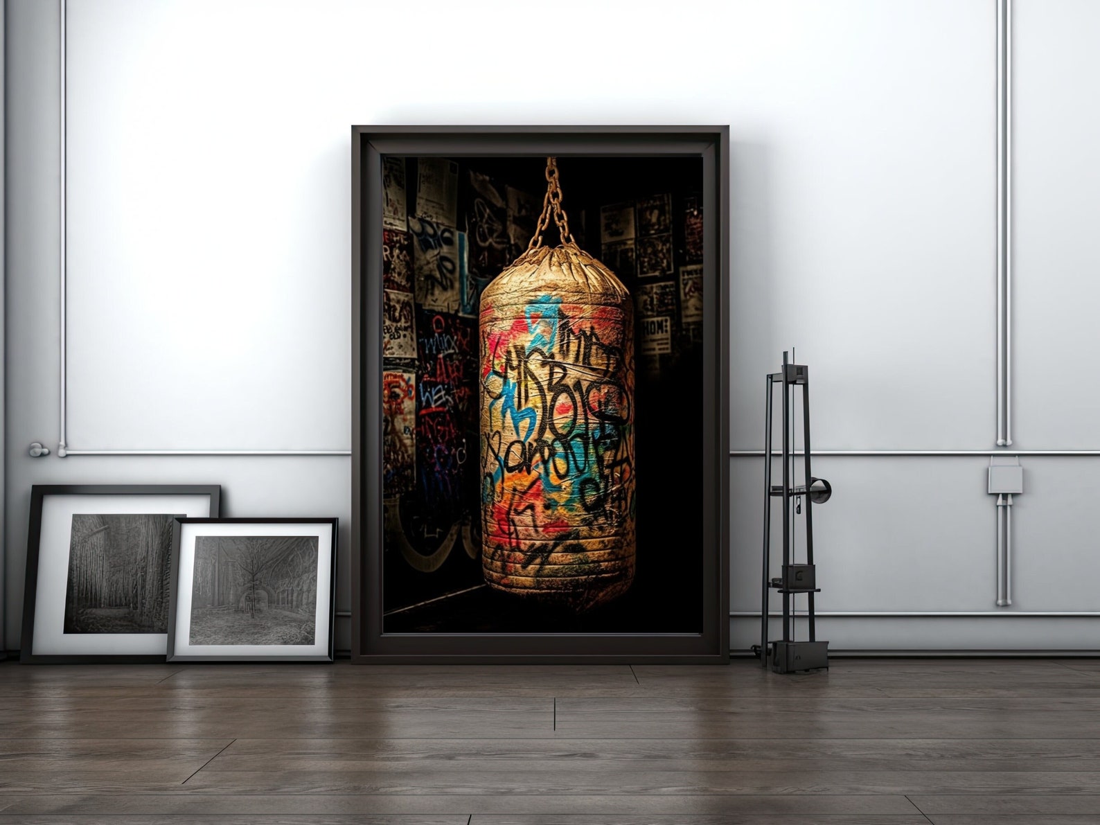 Boxing Graffiti Wall Art, Punching Bag Graffiti Print Modern, Urban ...