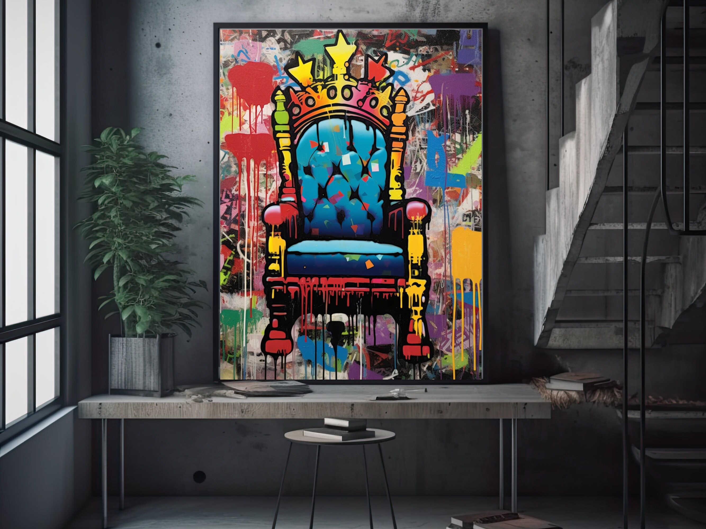 Royal Throne Graffiti Wall Art Throne Chair Art Print - Etsy
