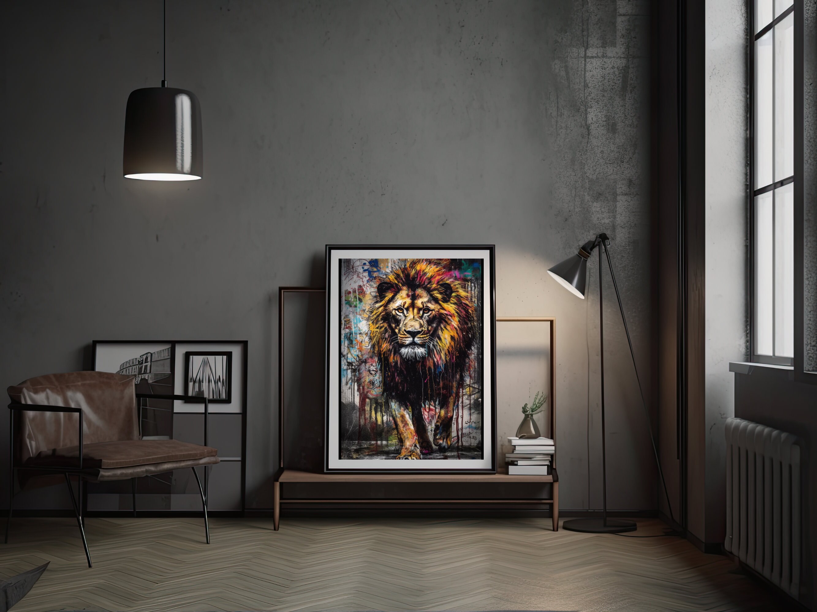 Lion Graffiti Wall Art Wild Animal Lion Graffiti Print - Etsy