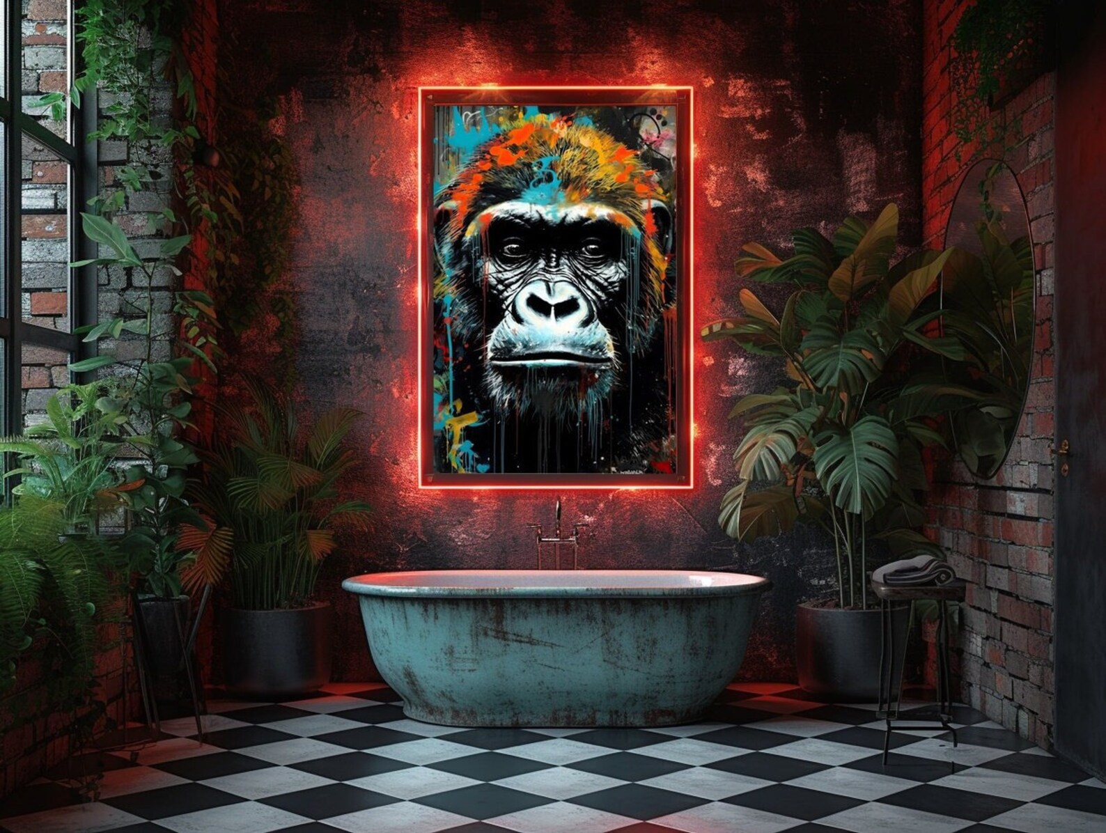 Gorilla Graffiti Wall Art, Colorful Gorilla Animal Graffiti, Digital ...