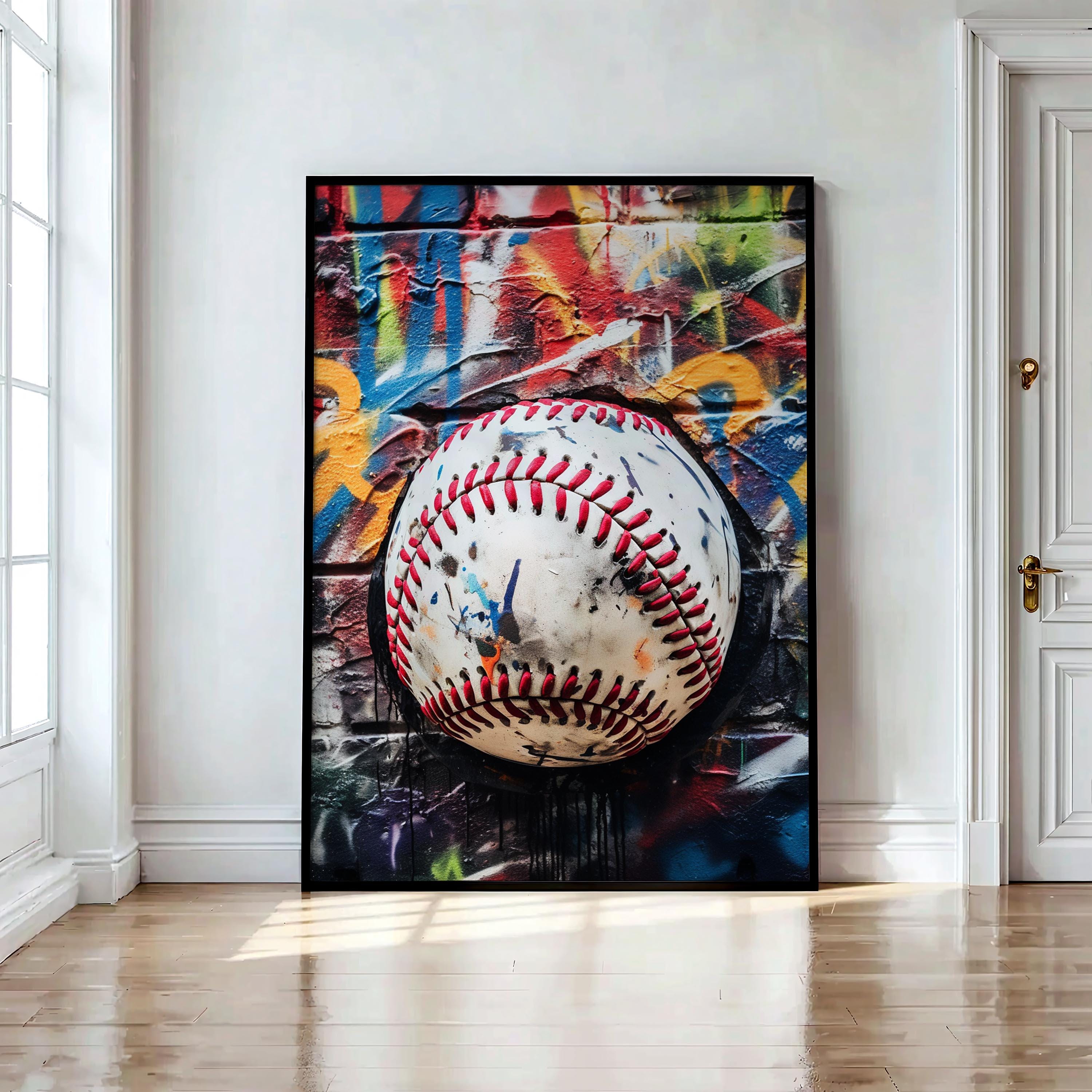 Vibrant Baseball Graffiti Art Print, Digital Sports Wall Decor ...