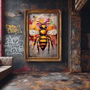 Honeybee Graffiti Wall Art, Digital Download Print, Honey Bee Nature ...