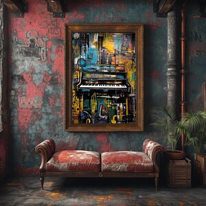 Piano Graffiti Wall Art, Digital Print, Modern Street Art, Musical ...