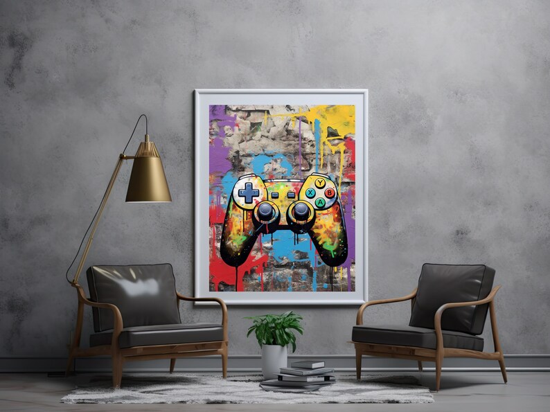 Gaming Graffiti Wall Art Gamepad Painting Game Controller - Etsy