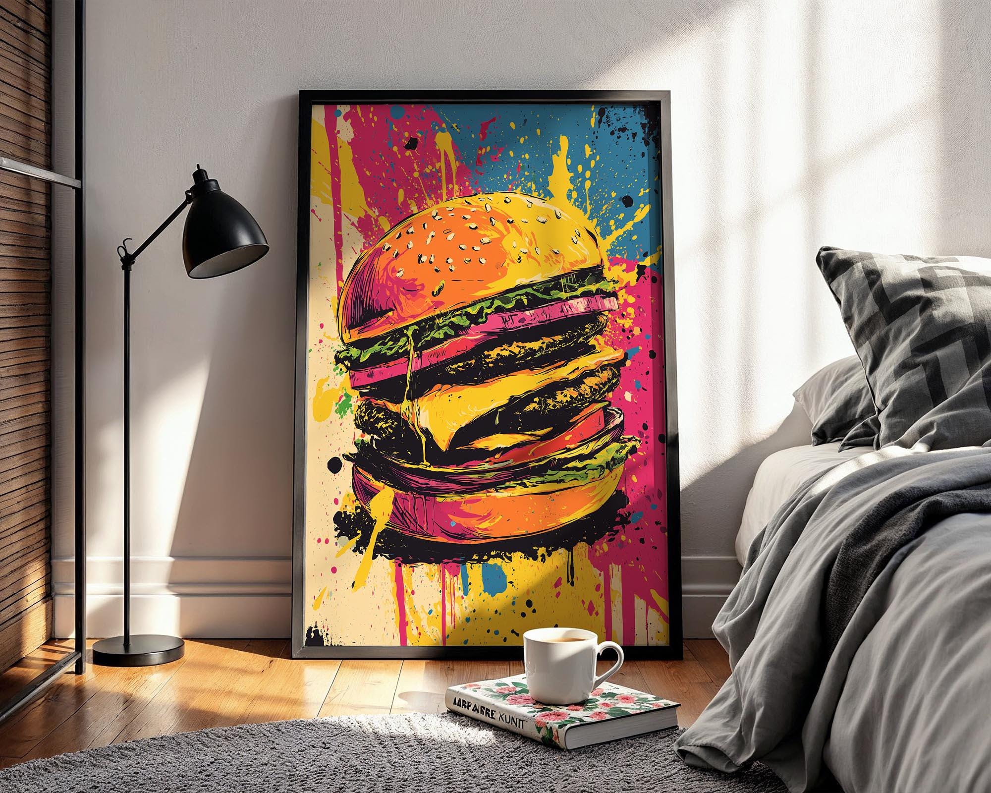 Graffiti Food Wall Art Set of 2, Pop Art Burger and Fries Prints ...