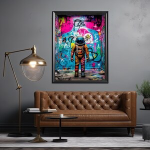 Astronaut Graffiti Wall Art Printable Digital Space - Etsy
