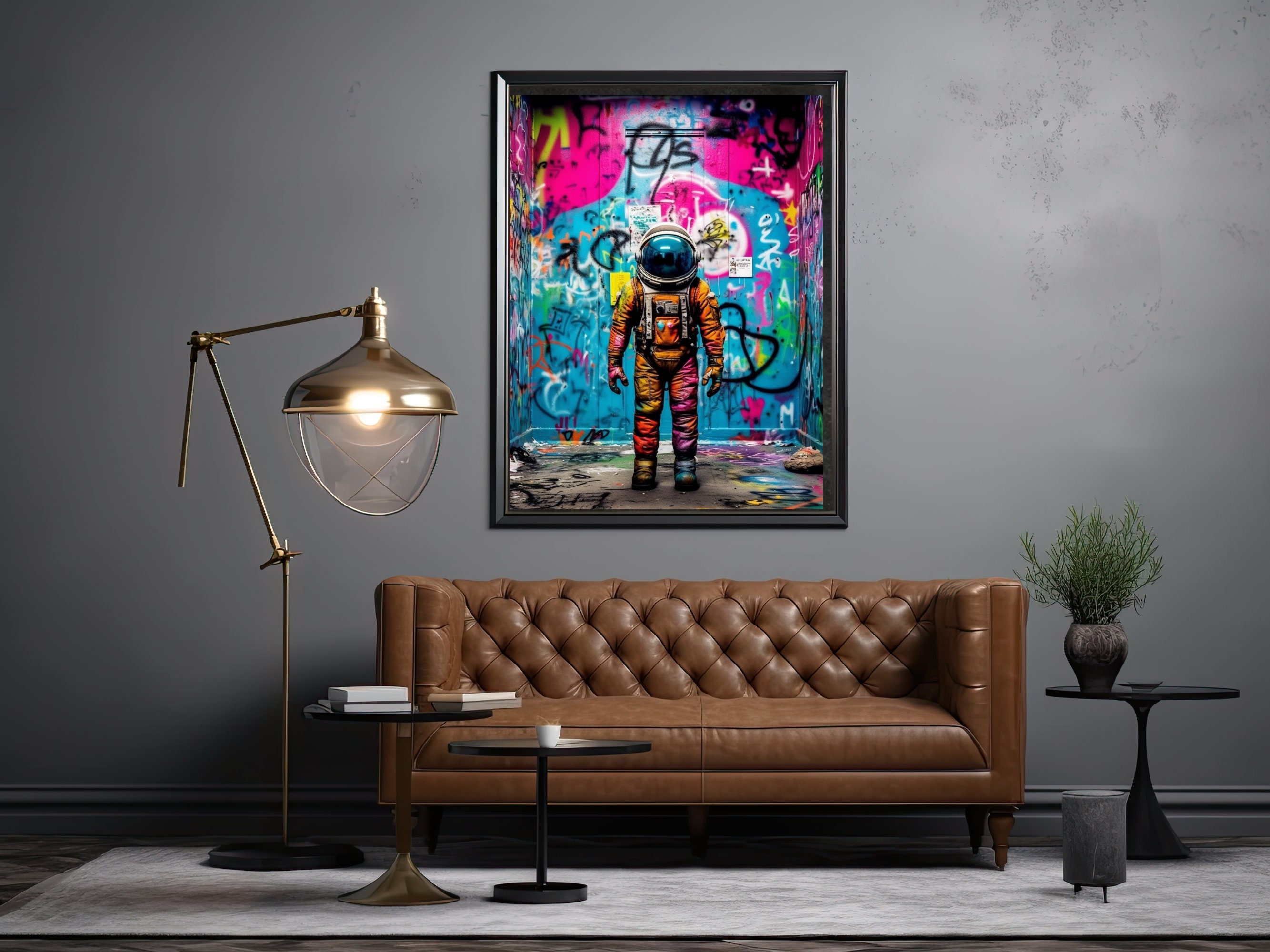 Astronaut Graffiti Wall Art Printable Digital Space - Etsy