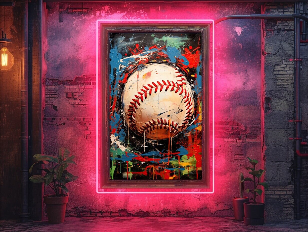 Atemberaubende Baseball Graffiti Wandkunst Digitaler Graffiti Druck ...