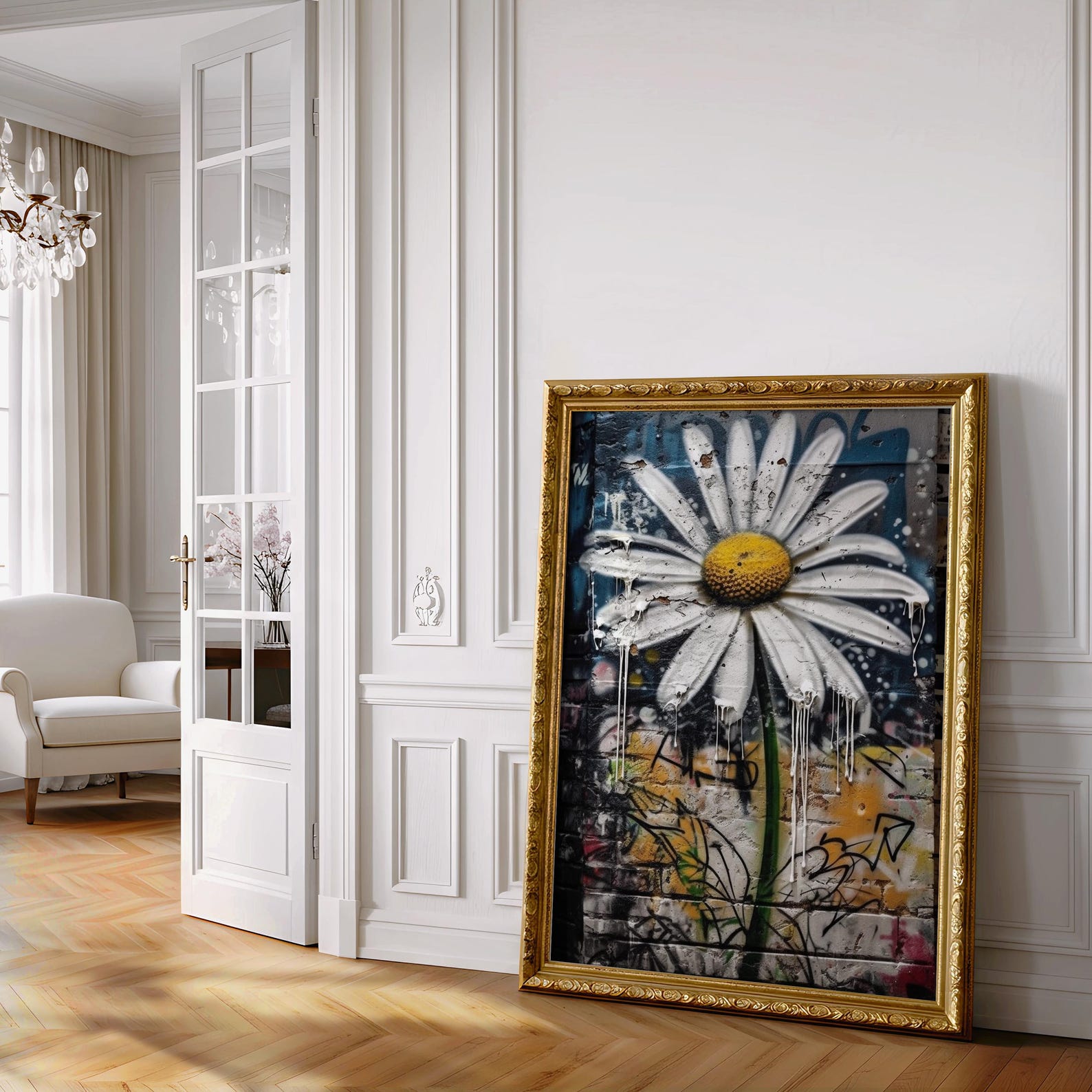 Daisy Flower Graffiti Wall Art, Street Graffiti, Digital Art, Daisy ...