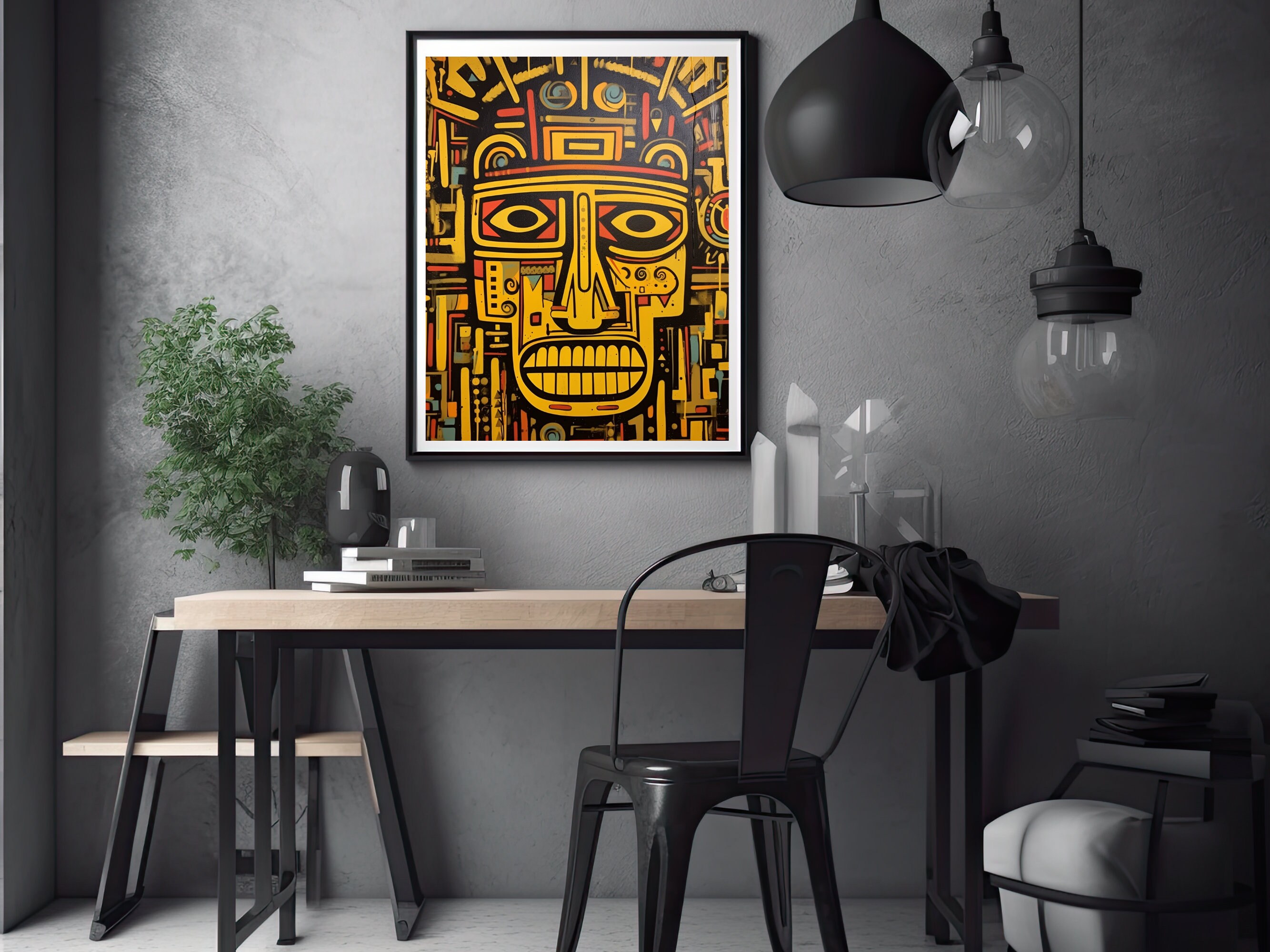 Aztec Graffiti Wall Art Printable Digital Colorful Aztec - Etsy