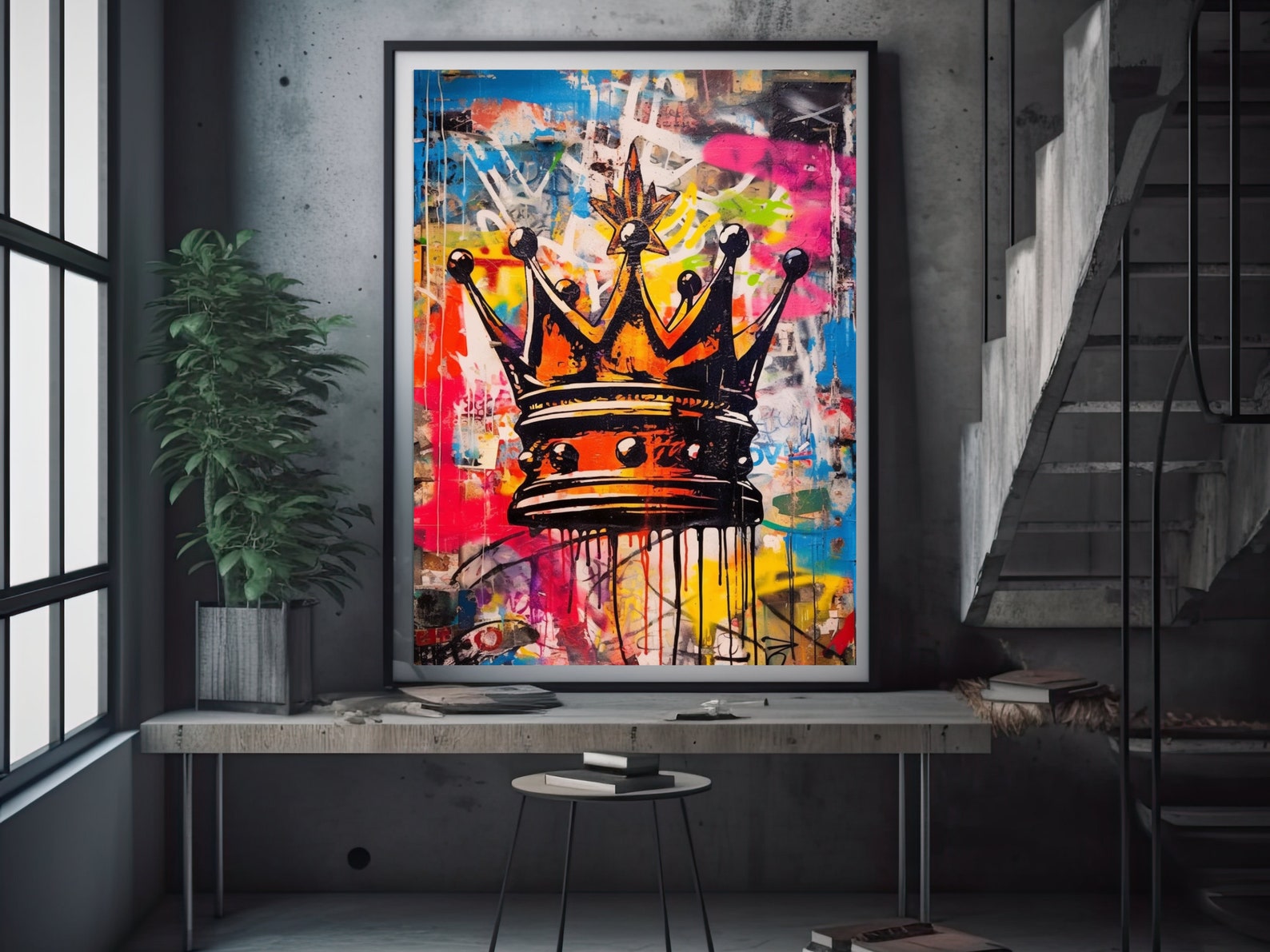 Crown Graffiti Wall Art, Digital Download, Abstract Royal Crown ...