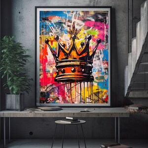 Crown Graffiti Wall Art, Digital Download, Abstract Royal Crown ...