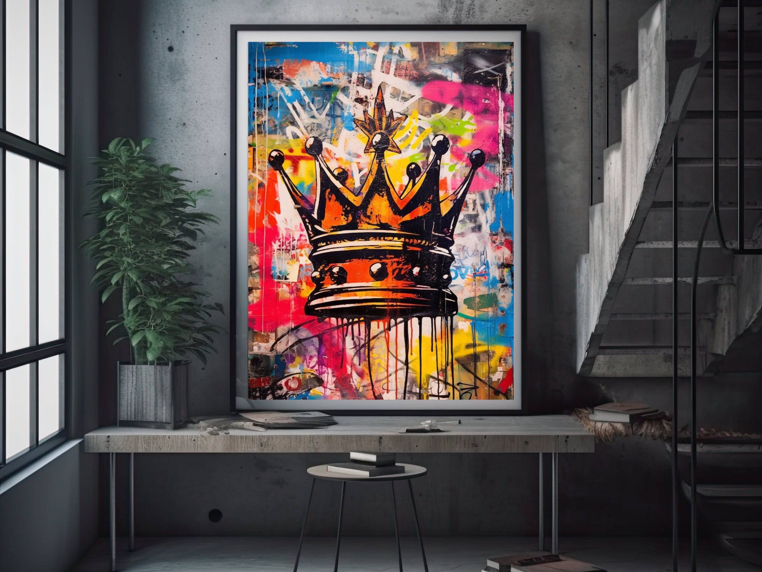 Crown Graffiti Wall Art, Digital Download, Abstract Royal Crown ...