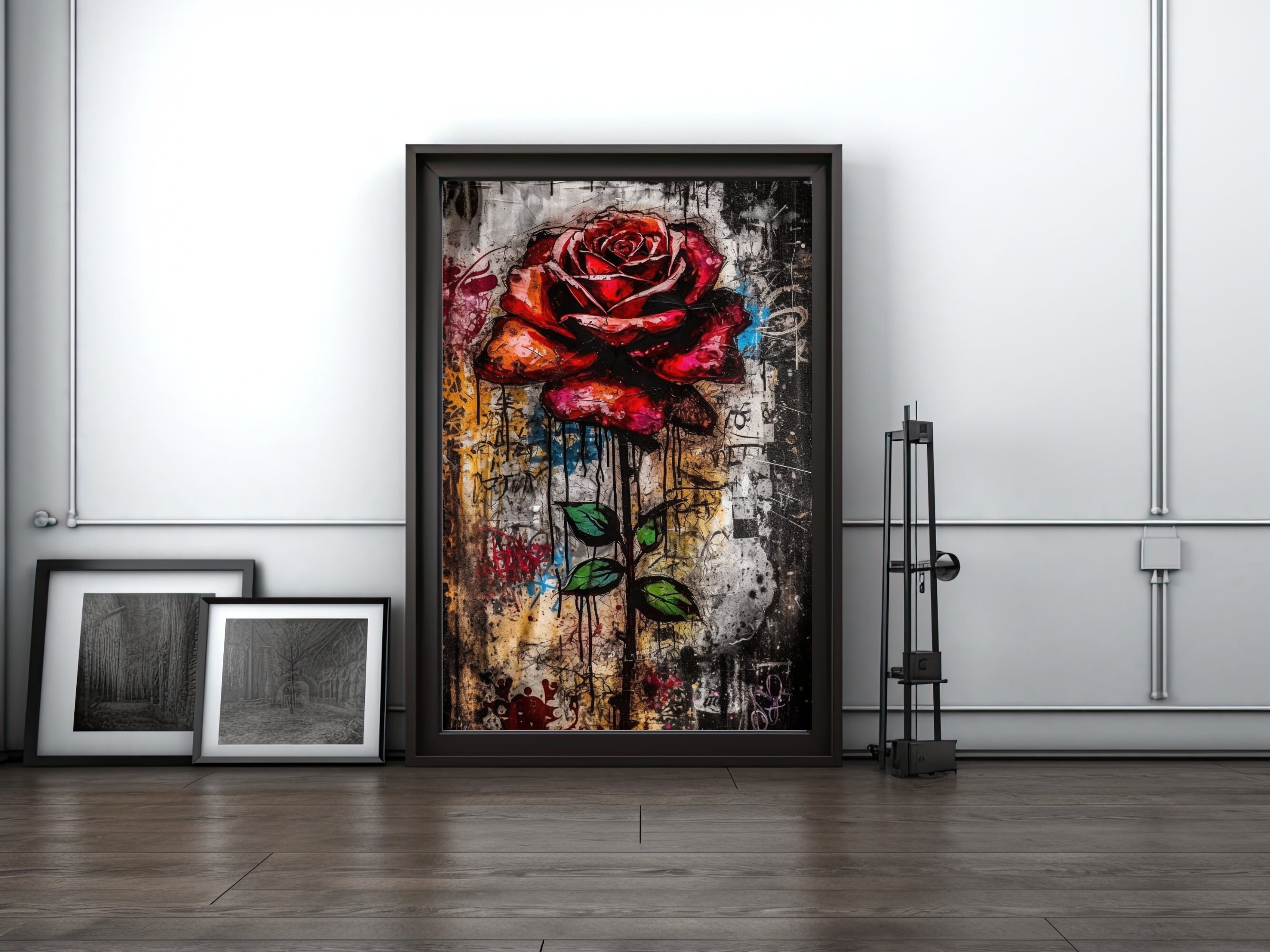 Red Rose Graffiti Wall Art Digital Download Colorful Rose - Etsy