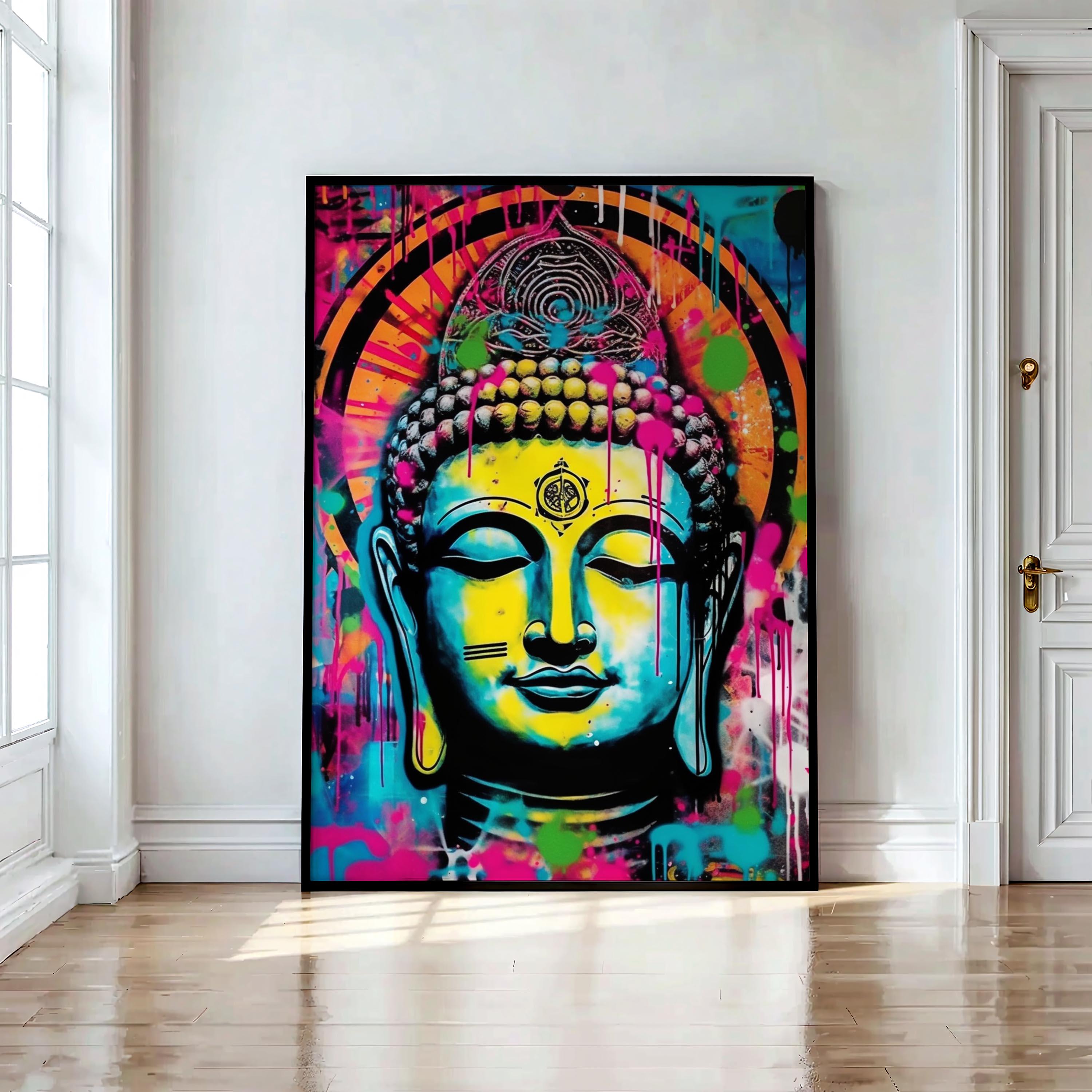 Buddha Graffiti Wall Art, Digital Download, Abstract Colorful Buddha ...