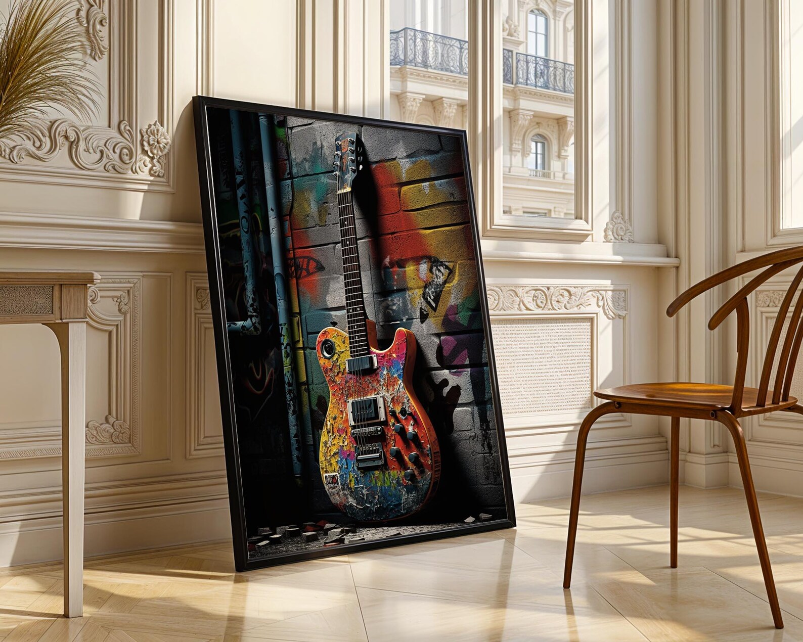 Guitar Graffiti Wall Art, Printable Graffiti Art, Musical Instrument ...