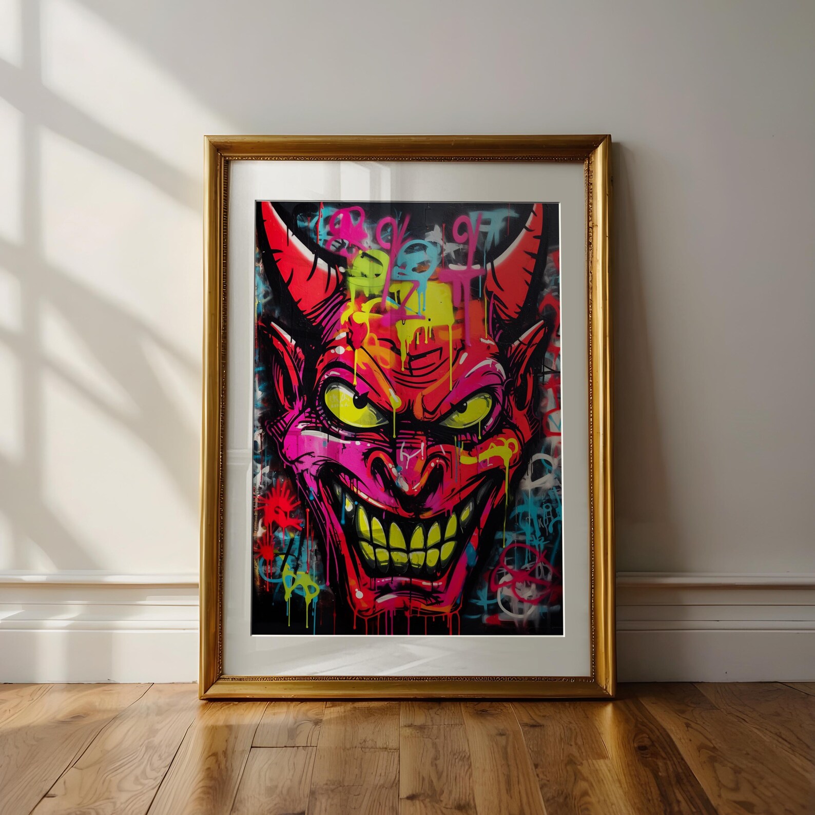 Red Devil Graffiti Wall Art, Digital Download, Demon Horns Art Print ...