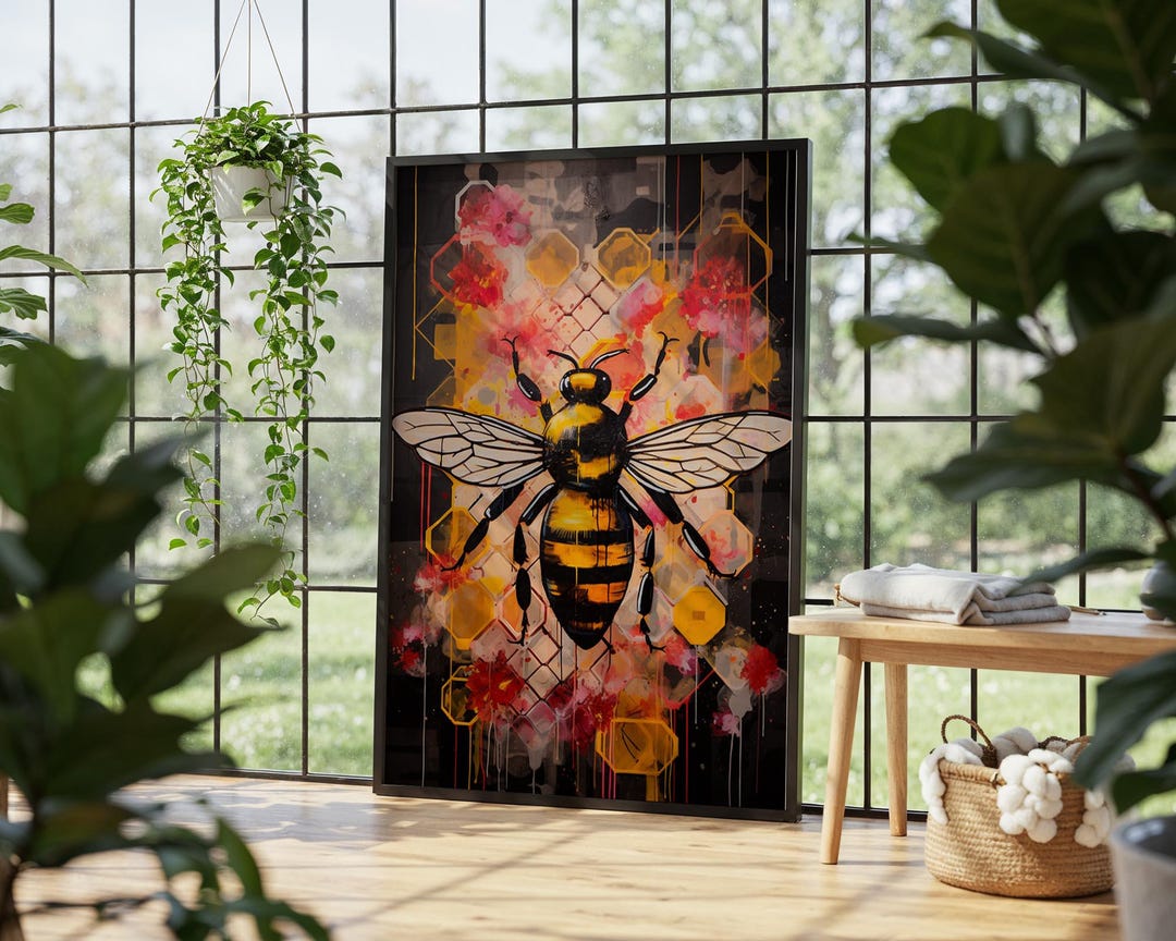 Bumblebee Graffiti Wall Art, Honey Bee Graffiti Art Print, Modern ...