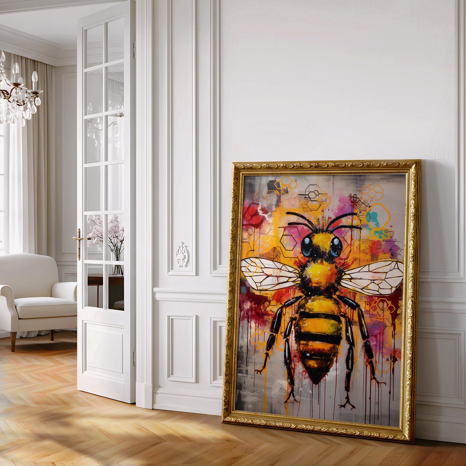 Honeybee Graffiti Wall Art, Digital Download Print, Honey Bee Nature ...