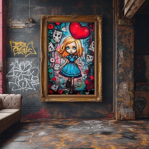 Alice in Wonderland Graffiti Wall Art, Printable Digital, Fairytale ...