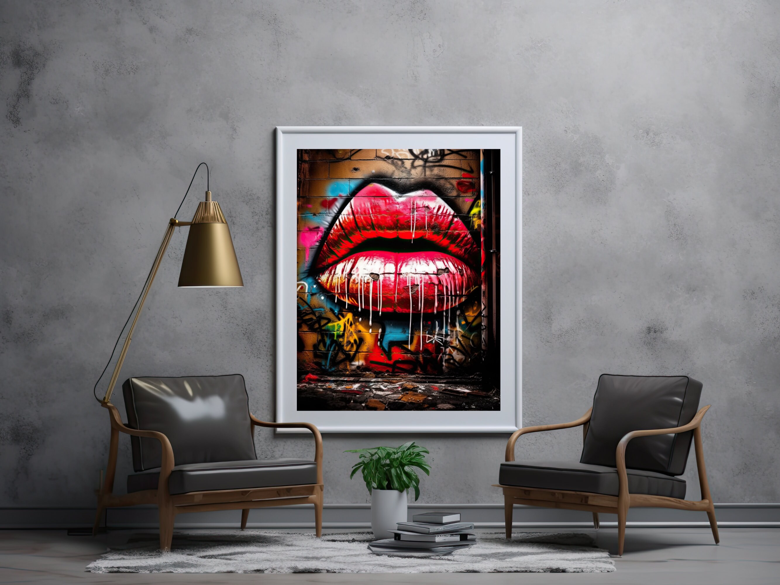 Lips Graffiti Wall Art Printable Art Download Sexy Lips Wall - Etsy