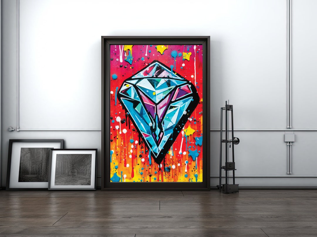 Diamond Graffiti Wall Art Printable Digital Colorful - Etsy