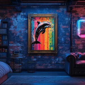 Dolphin Graffiti Wall Art, Printable Digital, Colorful Dolphin Wall ...