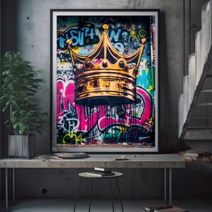 Crown Graffiti Wall Art Street Graffiti Digital Art Royal - Etsy
