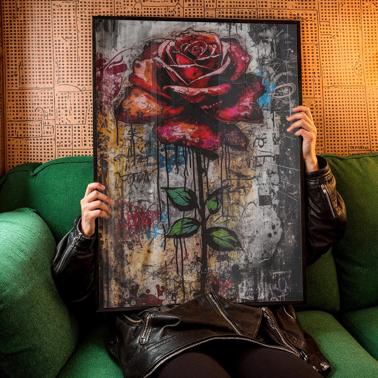 Red Rose Graffiti Wall Art, Digital Download, Colorful Rose Flower ...