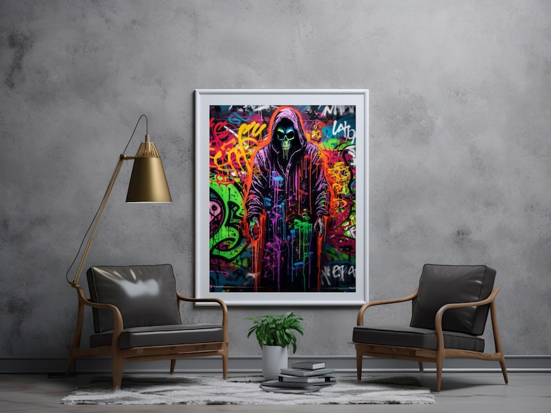Grim Reaper Graffiti Wall Art Digital Download Print Spooky - Etsy