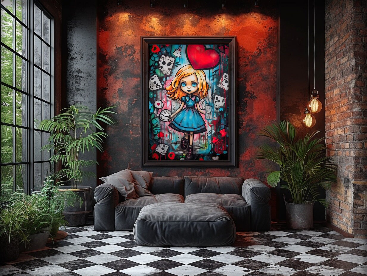 Alice in Wonderland Graffiti Wall Art, Printable Digital, Fairytale ...