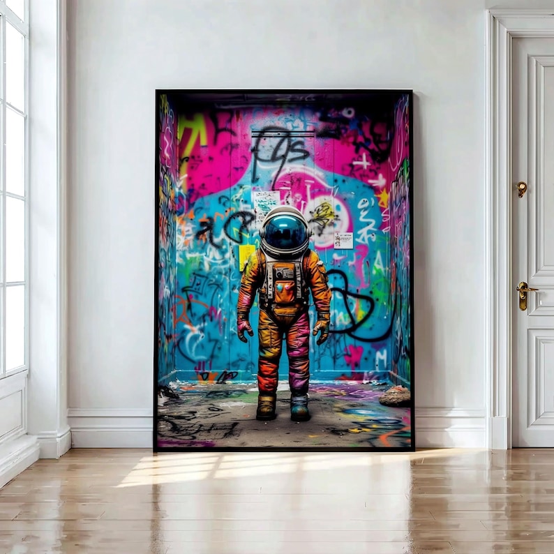 Astronaut Graffiti Wall Art, Printable Digital, Space Astronaut Wall ...