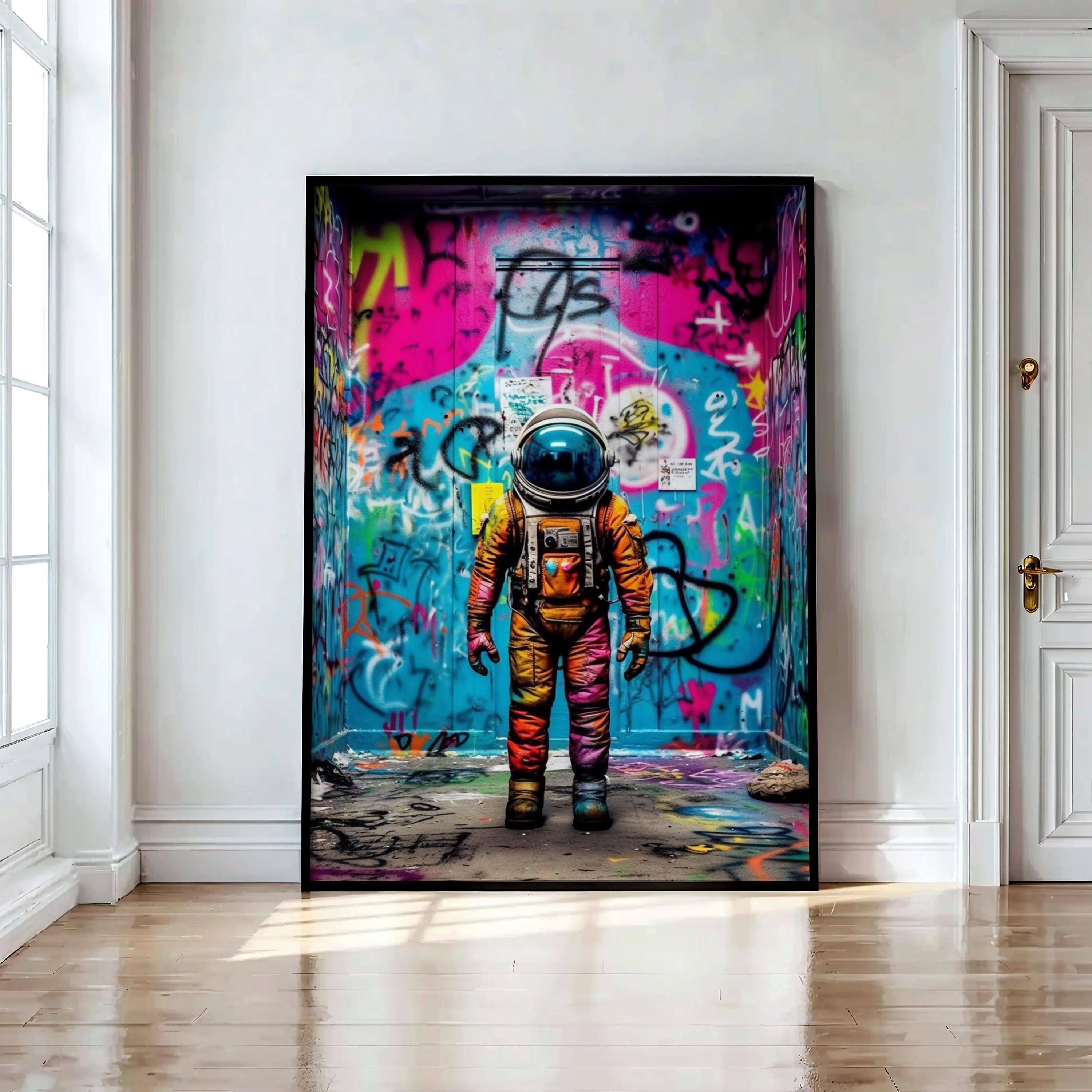 Astronaut Graffiti Wall Art, Printable Digital, Space Astronaut Wall ...