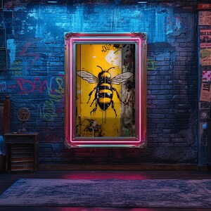 Colorful Bee Street Art, Urban Honey Bee Digital Print, Graffiti Style ...