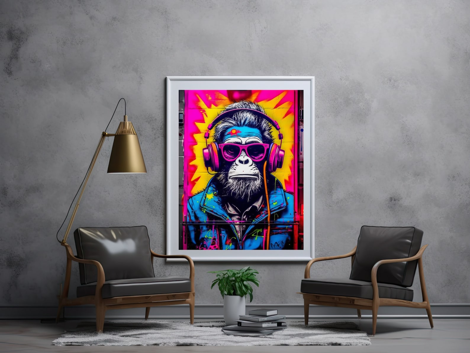 DJ Monkey Graffiti Wall Art Monkey With Headphones Graffiti - Etsy