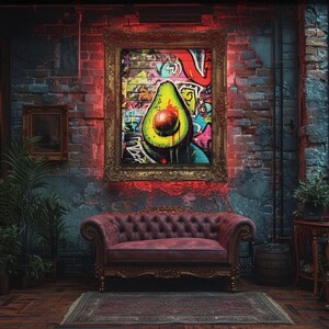Avocado Graffiti Wall Art, Fruit Art Graffiti Print, Modern, Urban ...