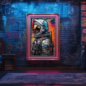 Astronaut Graffiti Wall Art, Space Art Graffiti Print, Modern, Urban ...