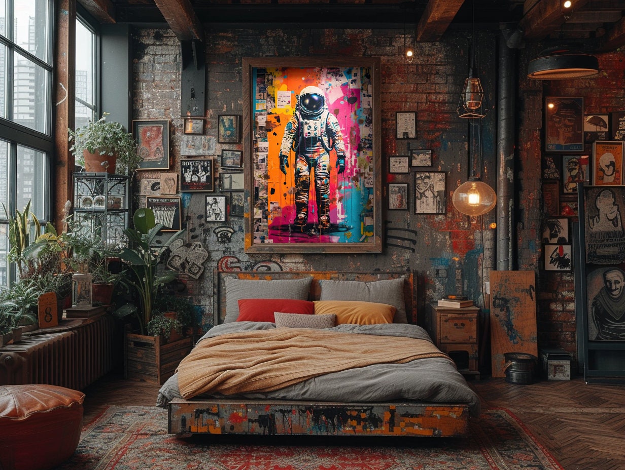 Graffiti Astronaut Art, Space Explorer Digital Print, Spaceman Wall ...