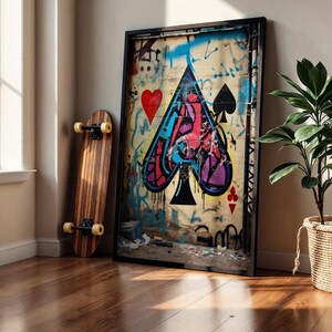 Ace of Spades Graffiti Wall Art, Printable Digital Colorful Playing ...