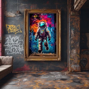 Astronaut Graffiti Wall Art, Digital Download, Modern Street Art Poster ...