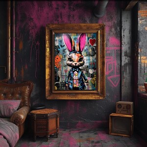 The White Rabbit Graffiti Wall Art, Digital Download Colorful Alice in ...
