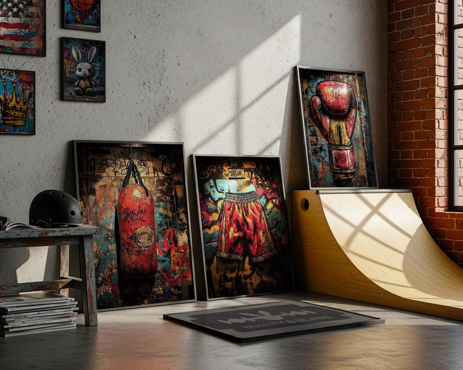 Boxing Graffiti Wall Art Set, Set of 3 Prints, Boxing Gloves, Punching ...