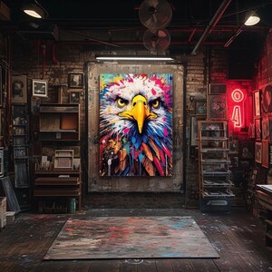 American Bald Eagle Graffiti Wall Art, Fierce Bald Eagle Graffiti Print ...