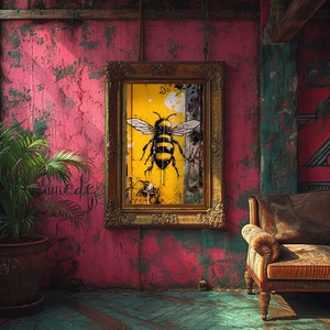 Colorful Bee Street Art, Urban Honey Bee Digital Print, Graffiti Style ...