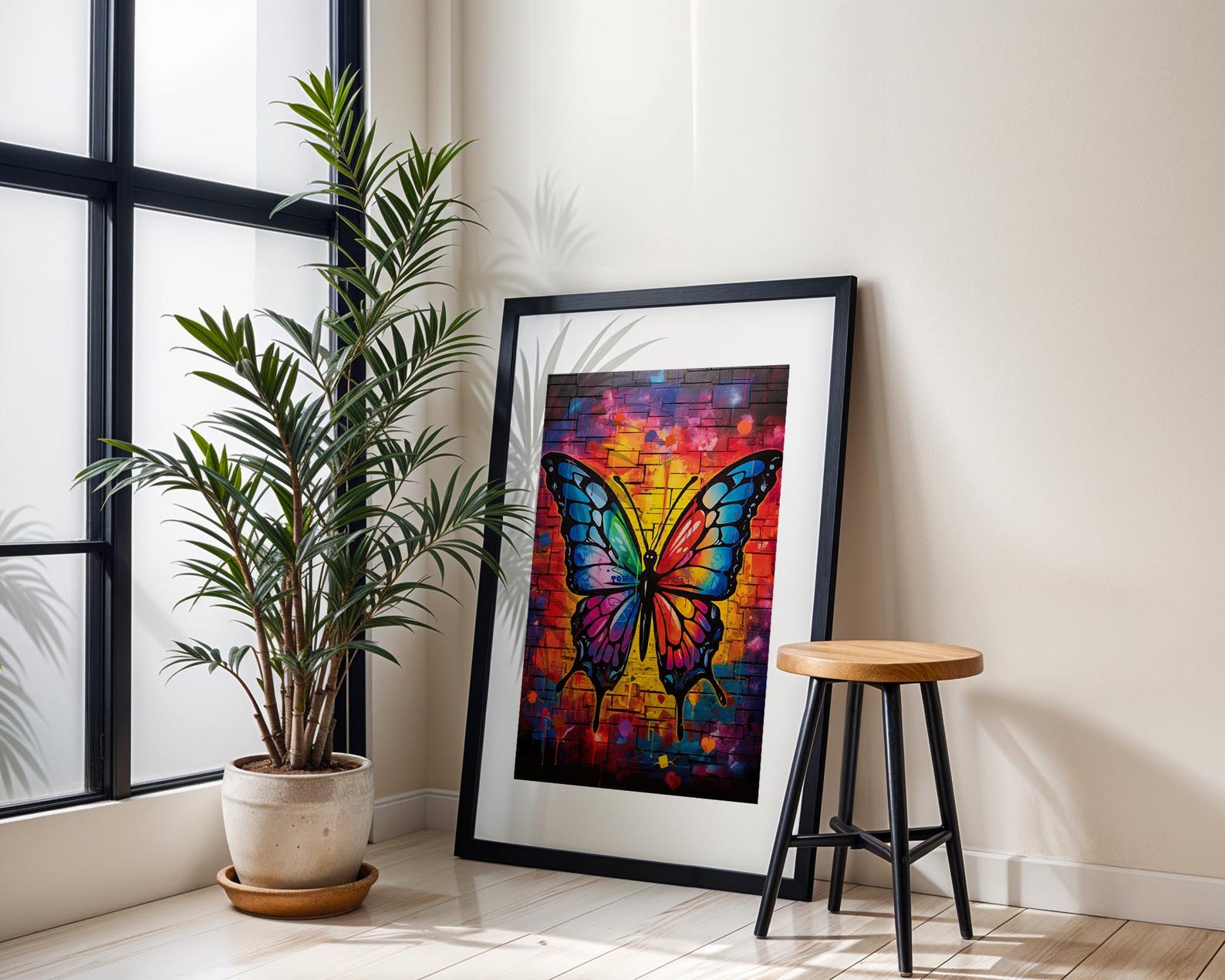 Butterfly Graffiti Wall Art, Digital Butterfly Art Print, Insect Poster ...