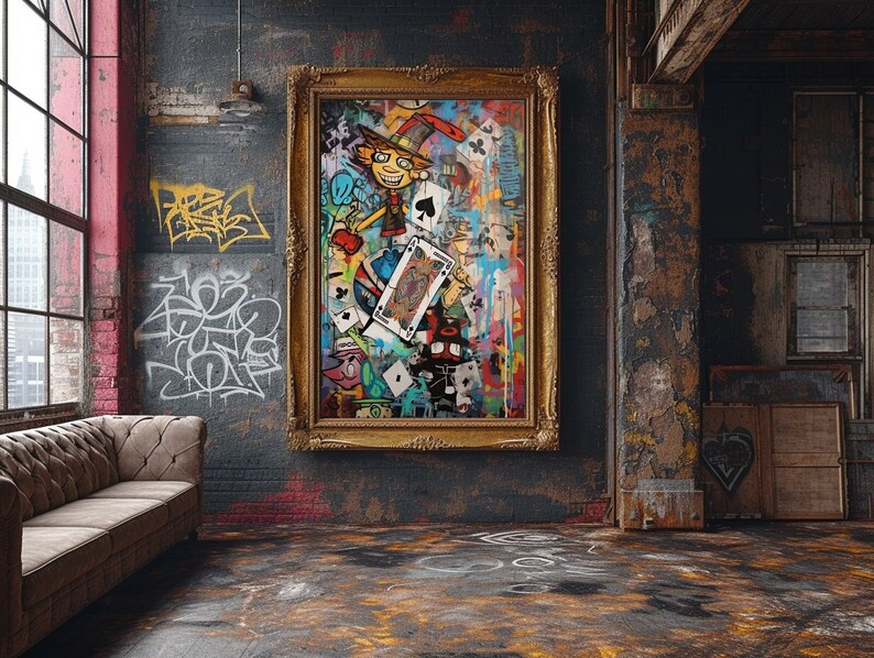 Casino Poker Graffiti Wall Art, Digital Download, Playing Cards Wall ...