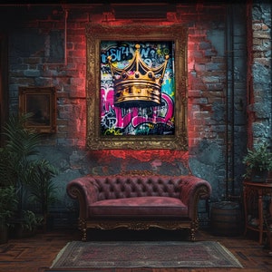Crown Graffiti Wall Art, Street Graffiti, Digital Art, Royal Crown Wall ...