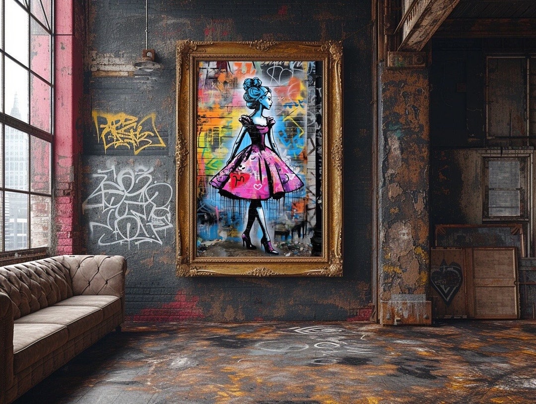 Ballerina Girl Graffiti Wall Art, Digital Download Colorful Dancing ...