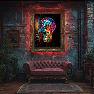 Light Bulb Graffiti Wall Art, Digital Download Print, Modern Street Art ...